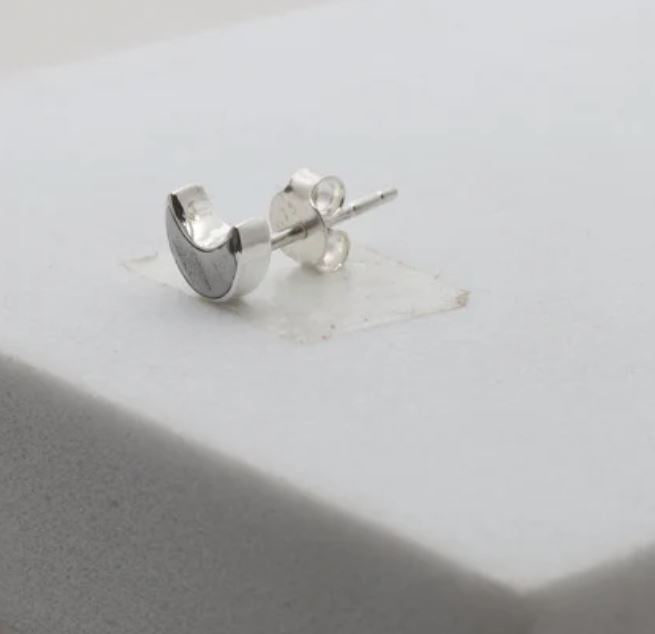 Natural Meteorite Crescent Moon Stud Sterling Silver Earrings ...
